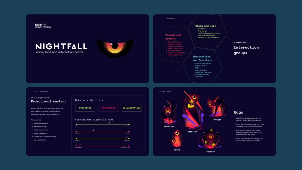 Nightfall: voice and tone design - James Cleaver